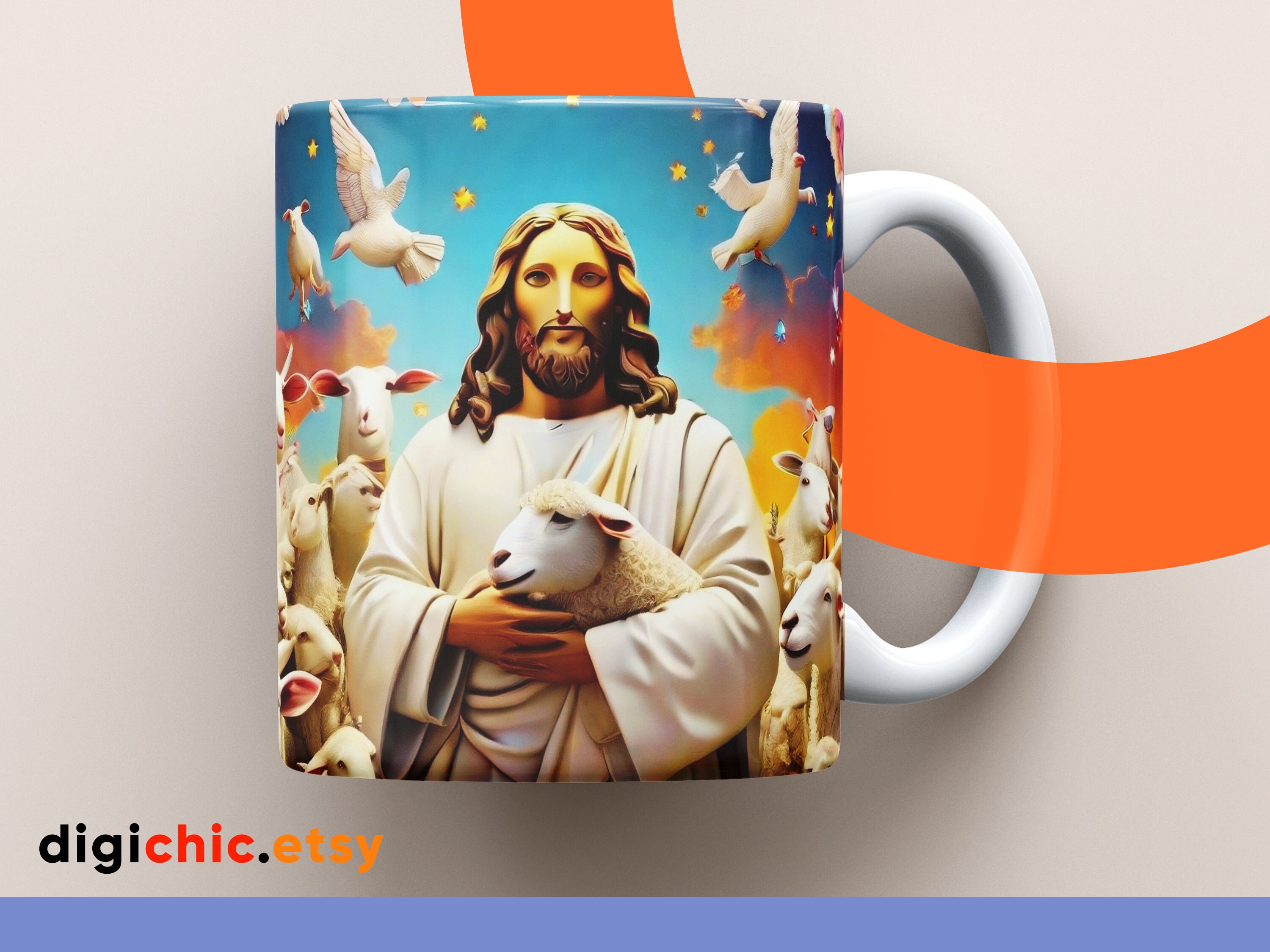 3D Jesus Christ Mug Sublimation Template Design PNG Faith 11oz & 15oz ...