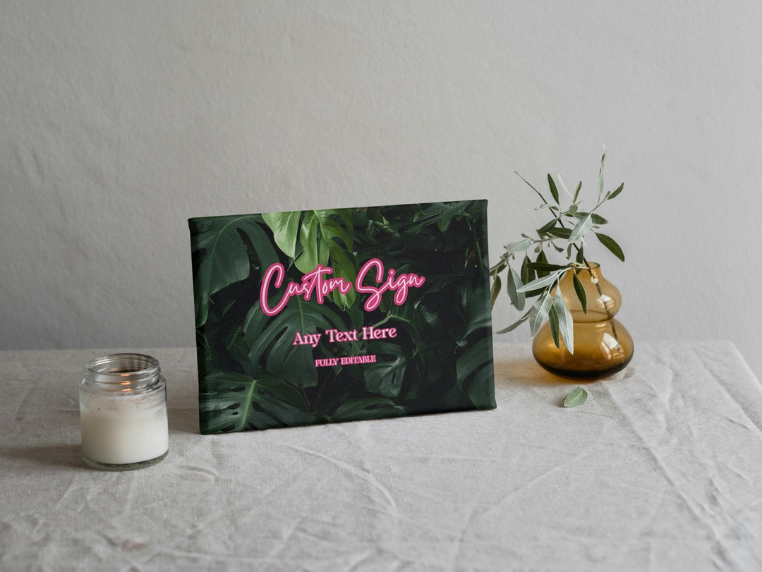 Neon Tropical Wedding Table Sign Template: Editable Beach Decor ...