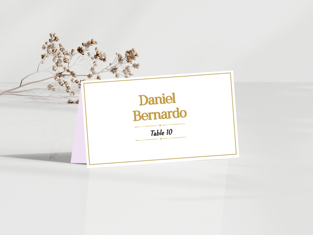 Classic Place Card, Place Card Template, Gold Place Card, Printable ...