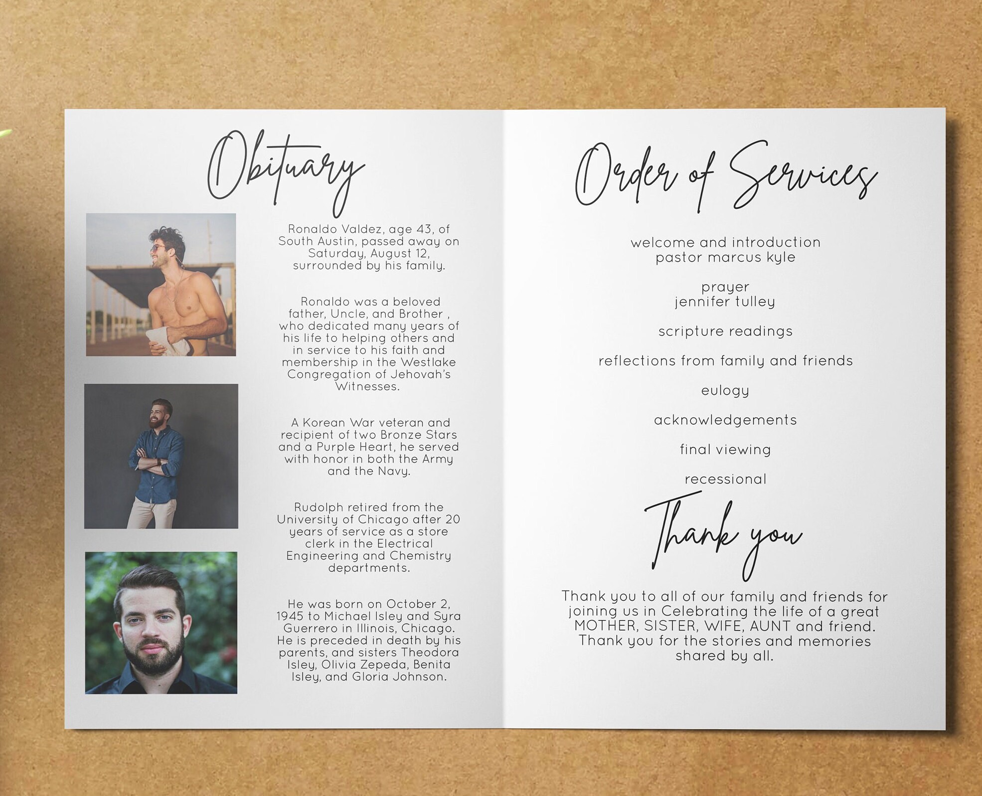 Minimalist Funeral Program Template Minimalist Memorial Program ...