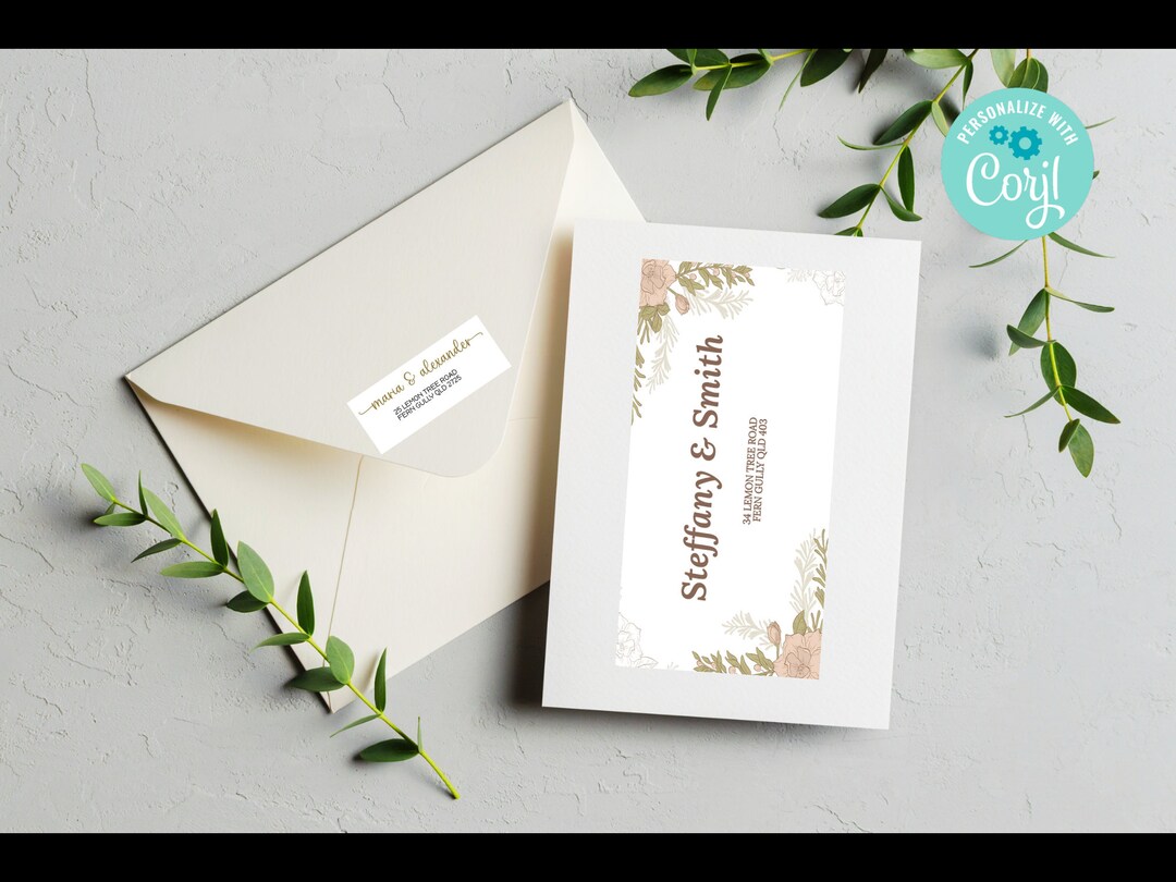 Autumn Fall Address Label Template, Printable Envelope Sticker, Floral ...