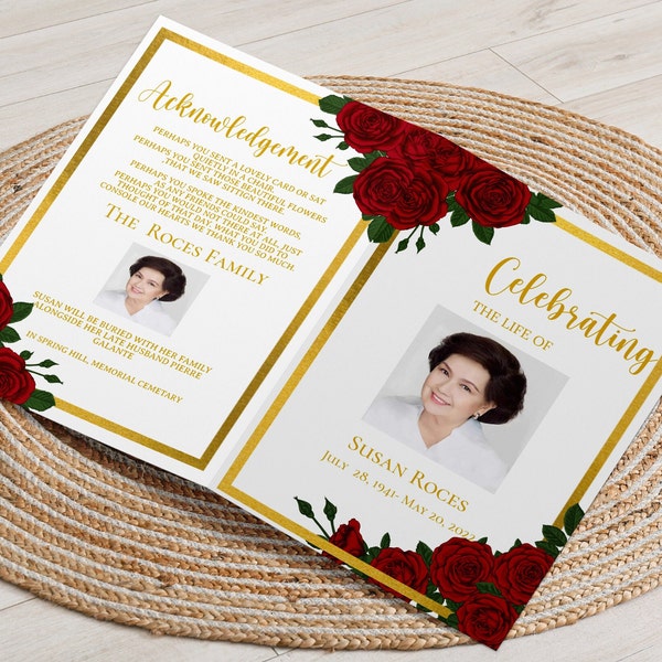 Red Funeral Program - Etsy