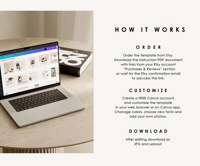 Minimalist Floral Round Logo: Editable Typography Template (canva) - Etsy