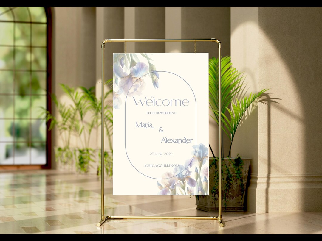 Luxury Botanical Wedding Welcome Sign, Gold Floral Wedding Welcome Sign ...