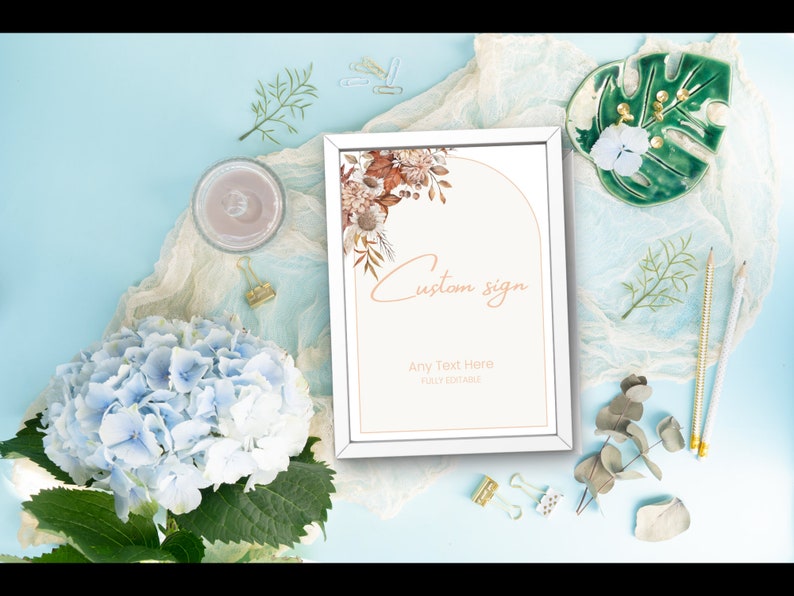 Boho Floral Wedding Custom Sign Template, Printable Unlimited Editable ...