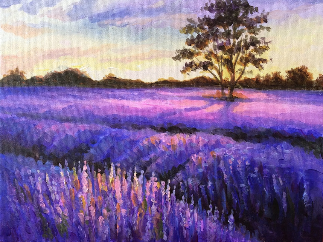Original Lavender Field Acrylic Painting Best Gift - Etsy