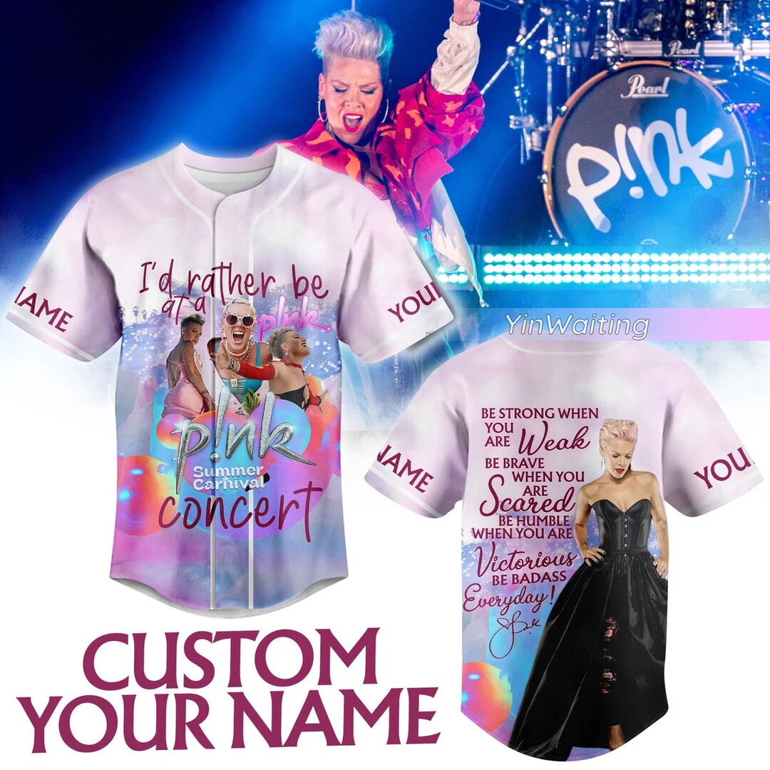 Pink On Tour Jersey Pink Baseball Jersey Pink Concert Jersey - Etsy España