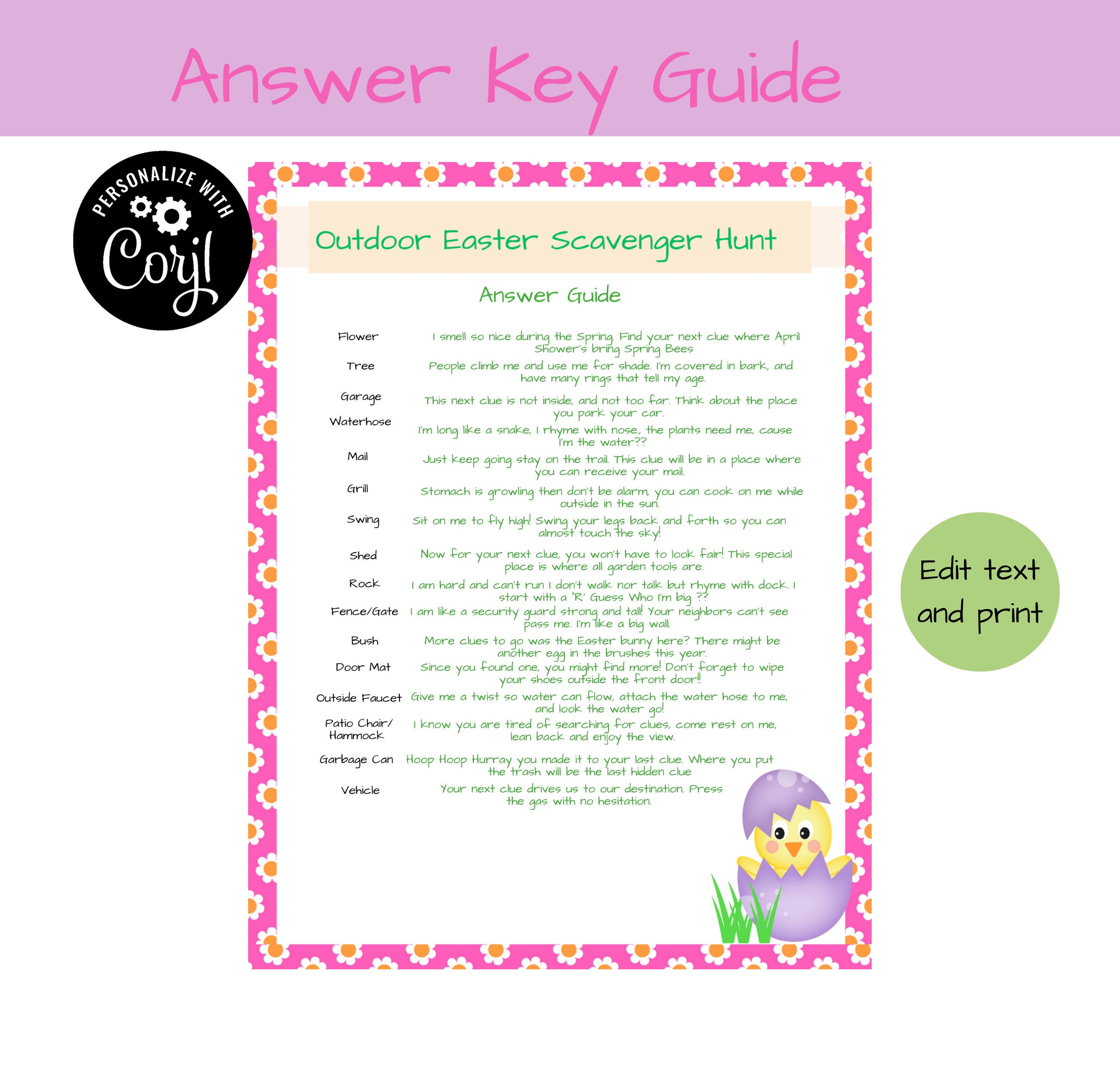 Printable Outdoor Easter Egg Hunt for Kids| Editable Easter Egg Hunt ...