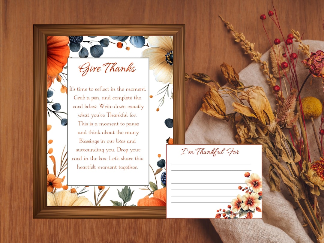 Thanksgiving Gratitude Printable Sign Template | Editable & Printable ...