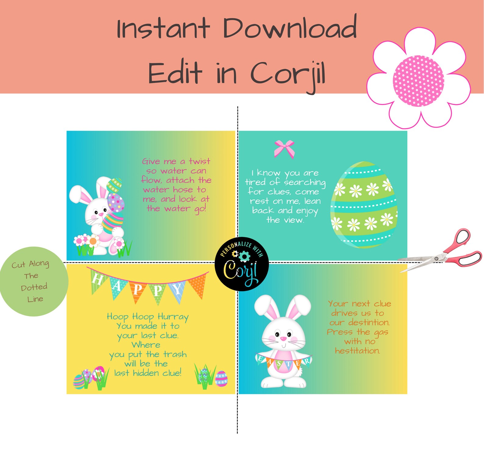 Printable Outdoor Easter Egg Hunt for Kids| Editable Easter Egg Hunt ...