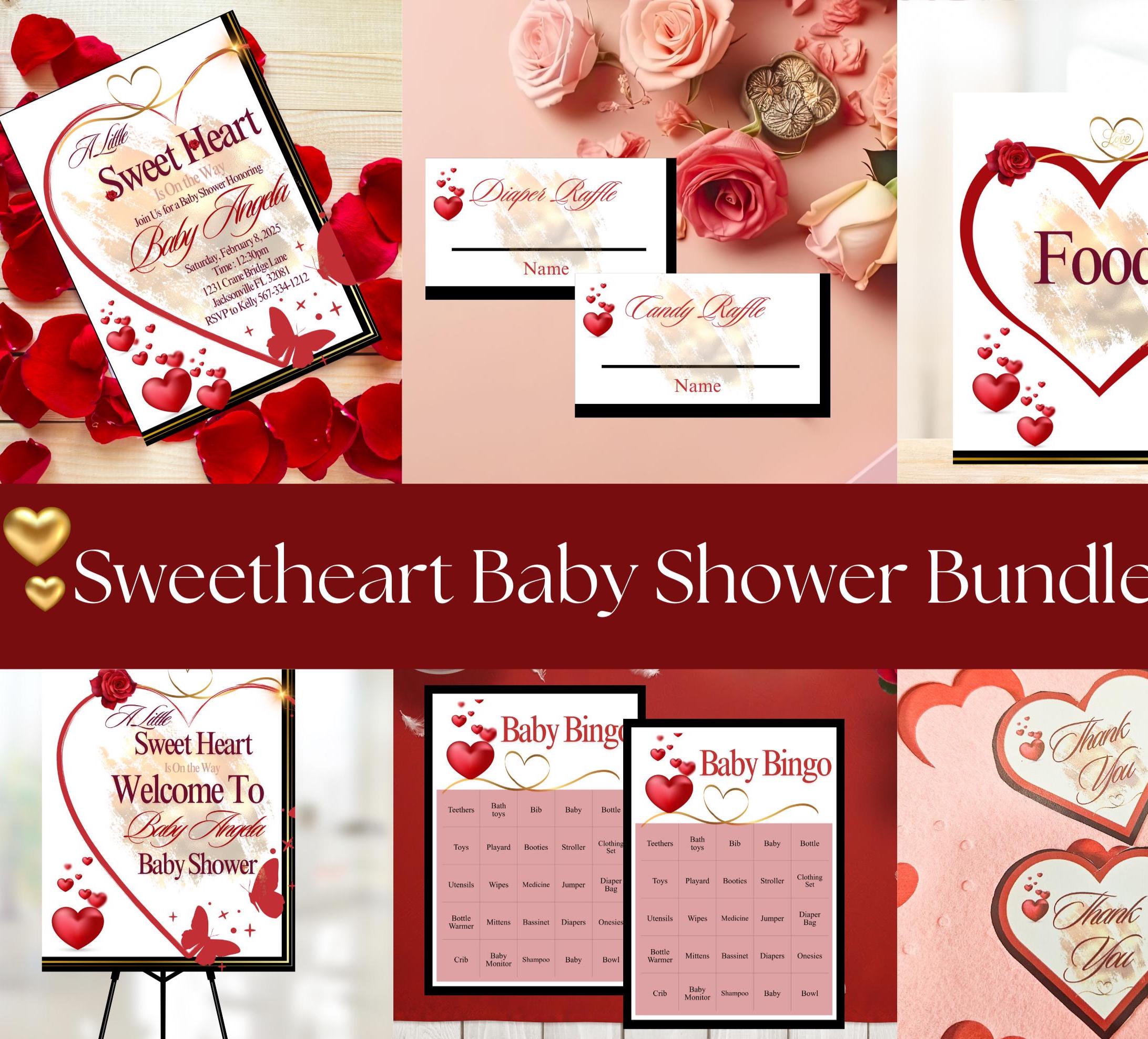 Little Sweetheart Baby Shower Bundle | Valentine Baby Shower Invitation ...