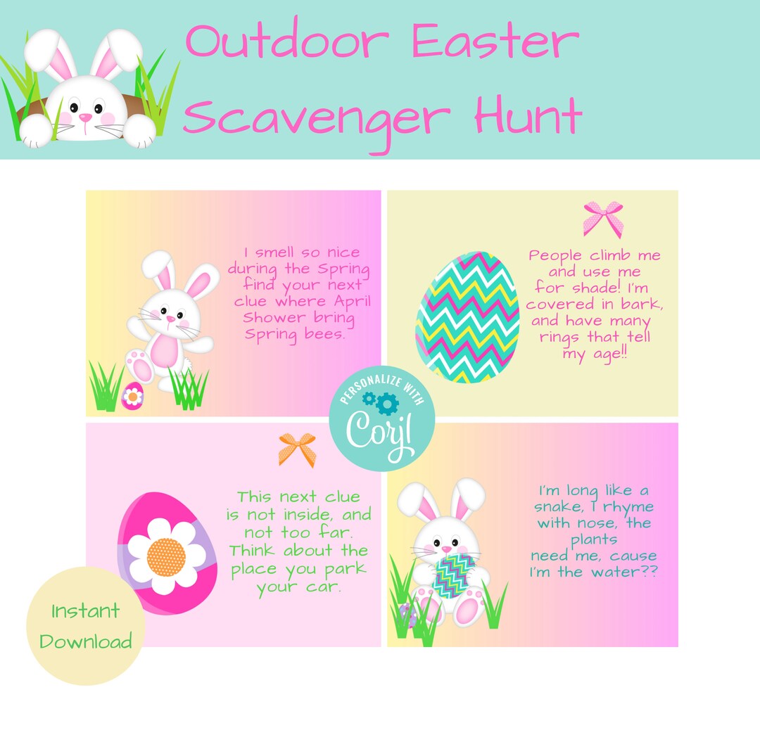 Printable Outdoor Easter Egg Hunt for Kids| Editable Easter Egg Hunt ...