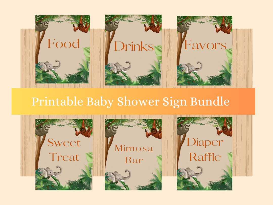 Editable Safari Baby Shower Sign Bundle | Gender Neutral Jungle Theme ...