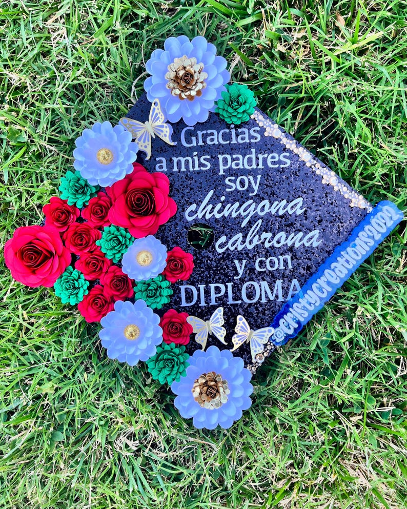 Custom Graduation Cap Topper, Personalized, Flower Grad Cap, Decorated ...