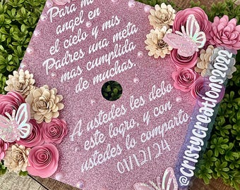 Custom Graduation Cap Topper, Topper With Bow, Personalized, Flower ...