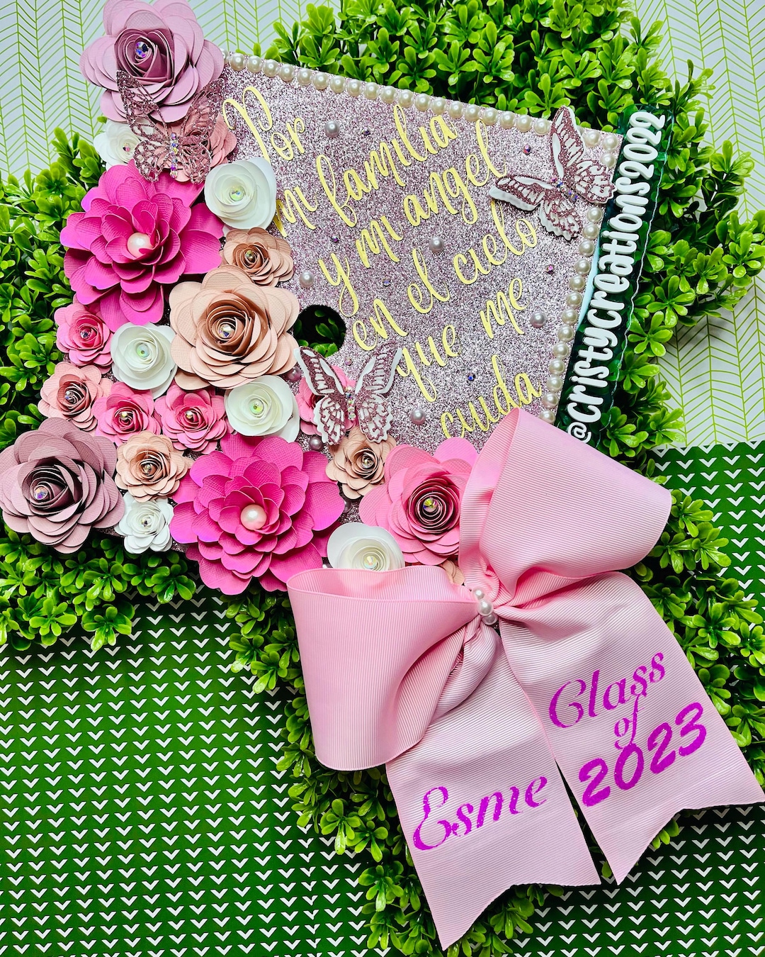 Graduation Cap Topper, Custom Grad Cap, Personalized, Flower Grad Cap ...