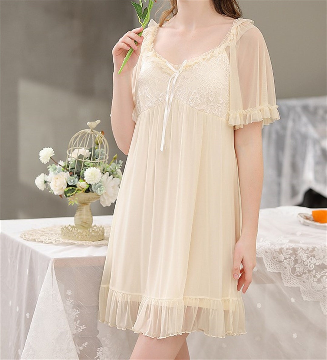 Victorian Princess Nightdress With Chest Pad French Sweet - Etsy