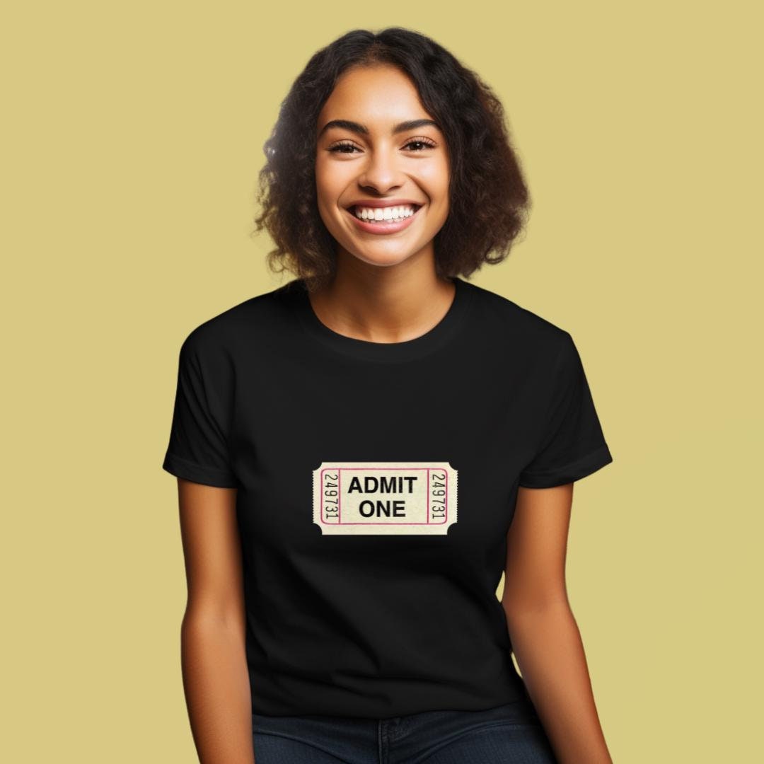 Movie Ticket T-shirt Graphic, Admit One Vintage Ticket Tee, Novelty ...