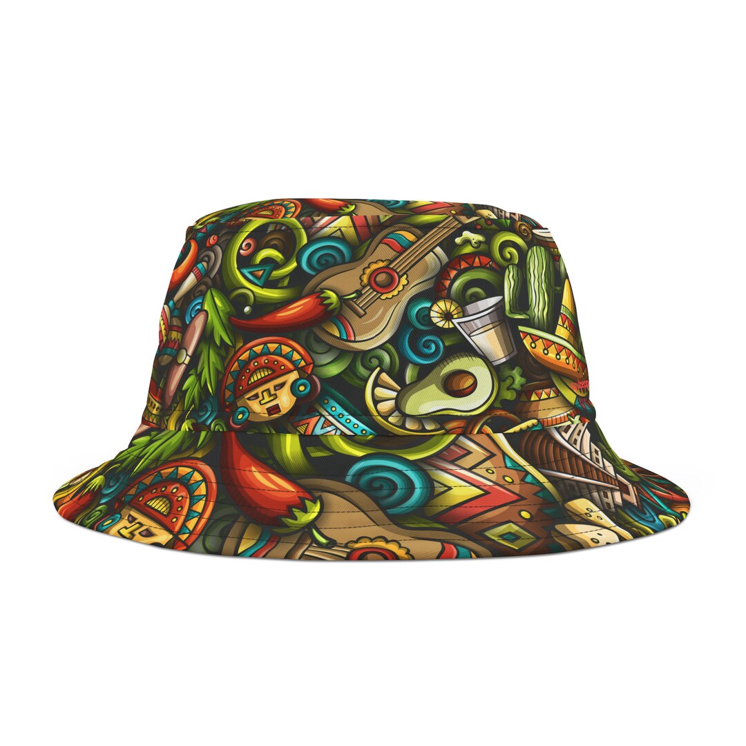 Mexican Bucket Hat Fiesta Fusion Bucket Hat Viva Mexicana Headwear ...