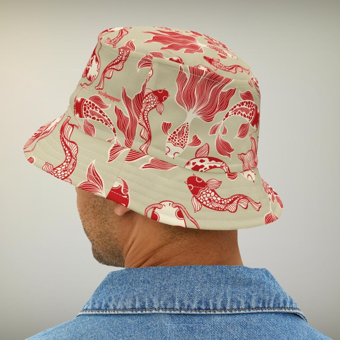 Koi Bucket Hat Koi Couture Bucket Hat Zen Koi Hat Asian-inspired Summer ...
