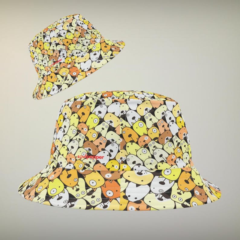 Cartoon Bucket Hat ANIMATED Faces Bucket Hat Design Fun Gift for Summer ...