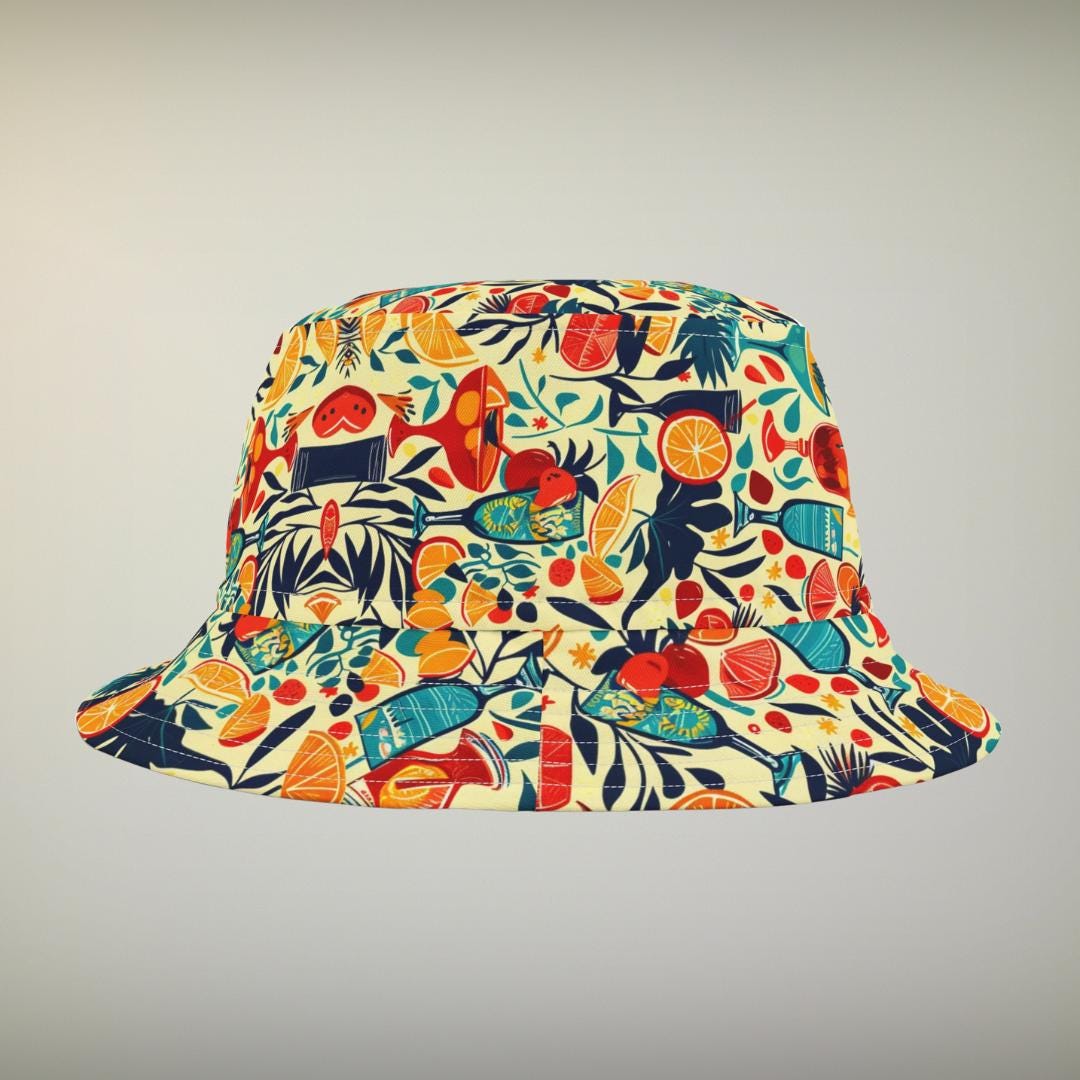 Tropical Print Bucket Hat, Funky Beach Sun Hat - Etsy