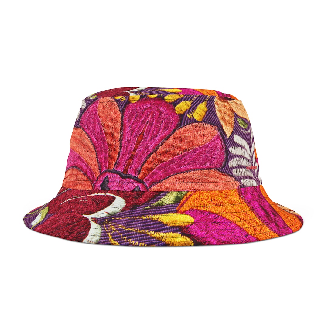 Tropical Quilt Bucket Hat Bold Paradise Bucket Hat Colorful Summer Hat ...