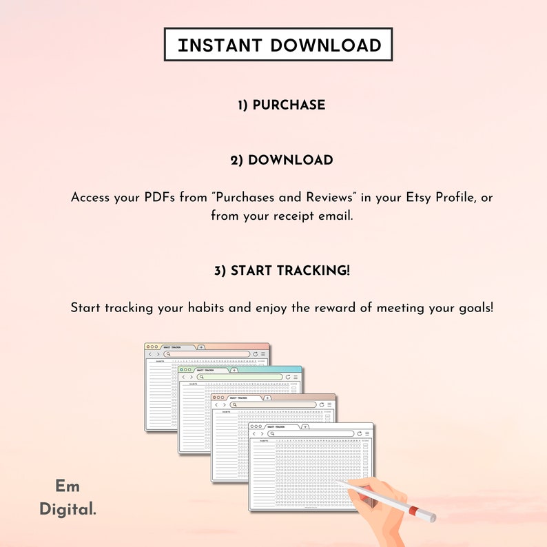 Monthly Habit Tracker Printable, Daily Routine Tracker, Habit Building ...