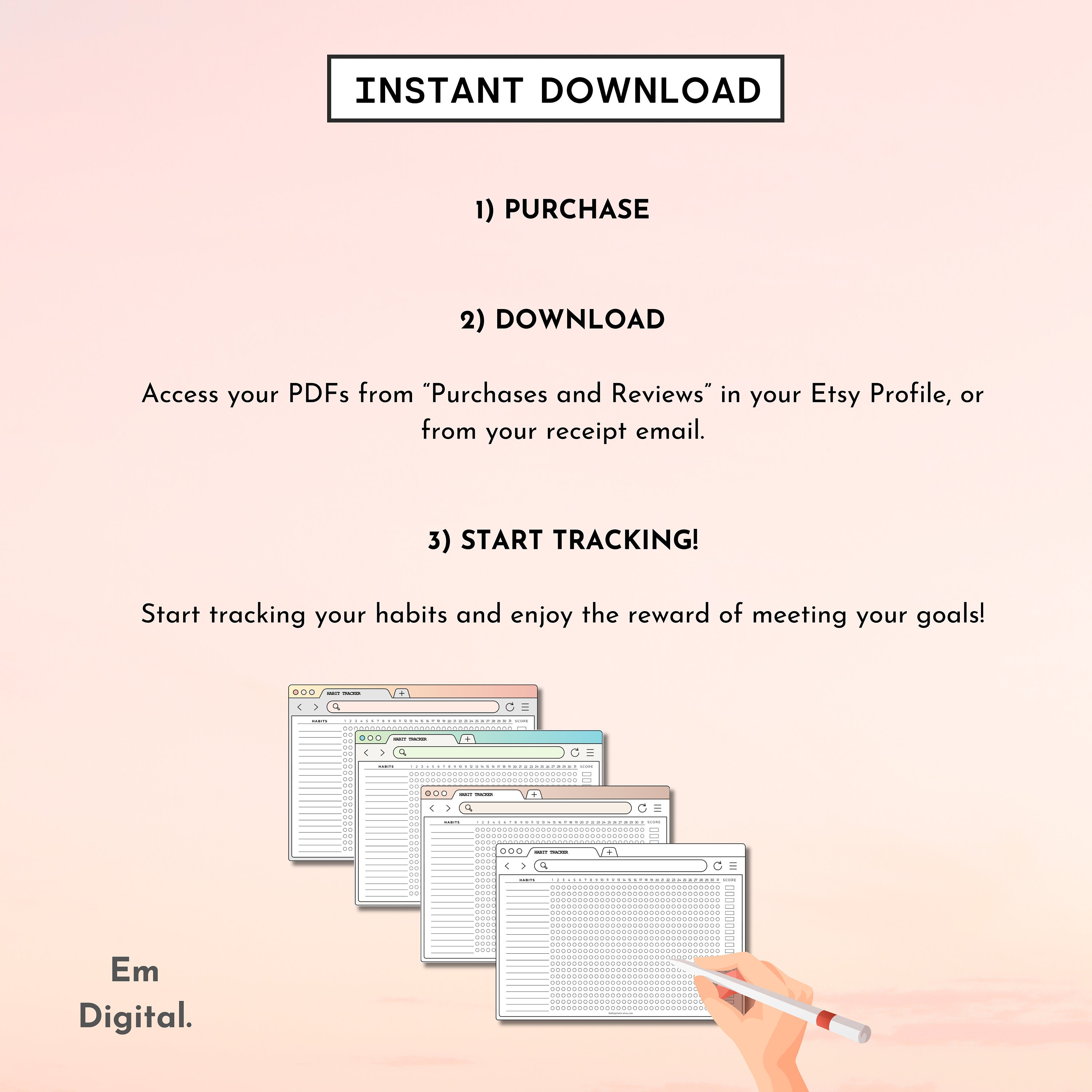 Monthly Habit Tracker Printable, Daily Routine Tracker, Habit Building ...
