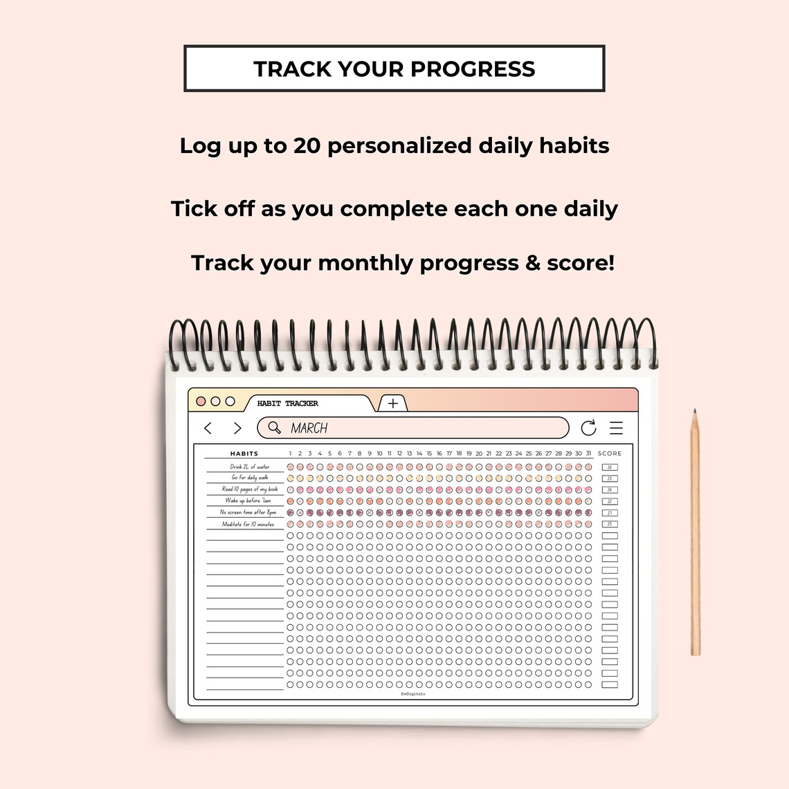 Monthly Habit Tracker Printable, Daily Routine Tracker, Habit Building ...