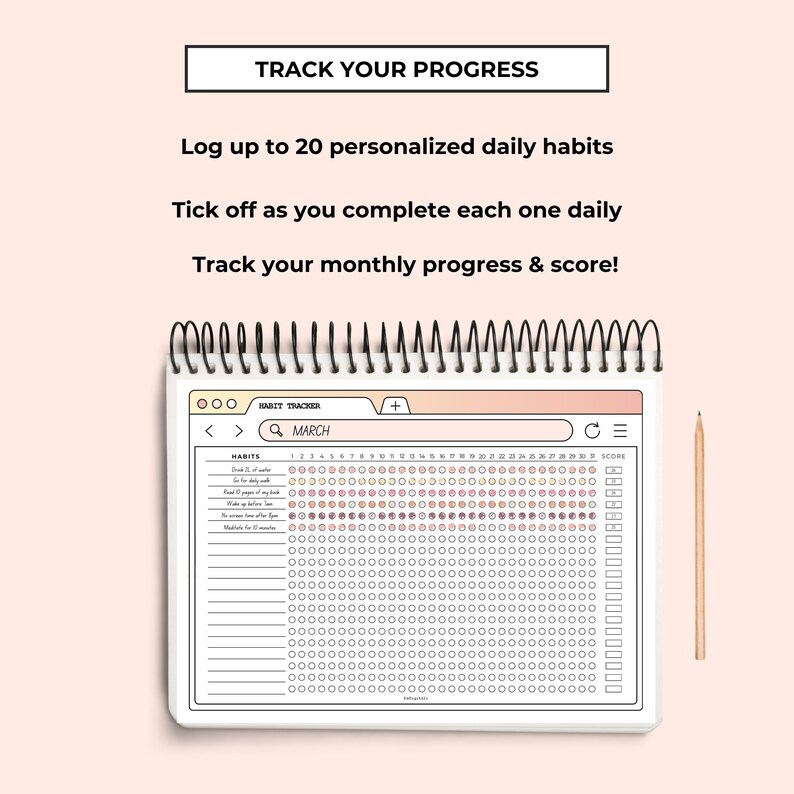 Monthly Habit Tracker Printable, Daily Routine Tracker, Habit Building ...