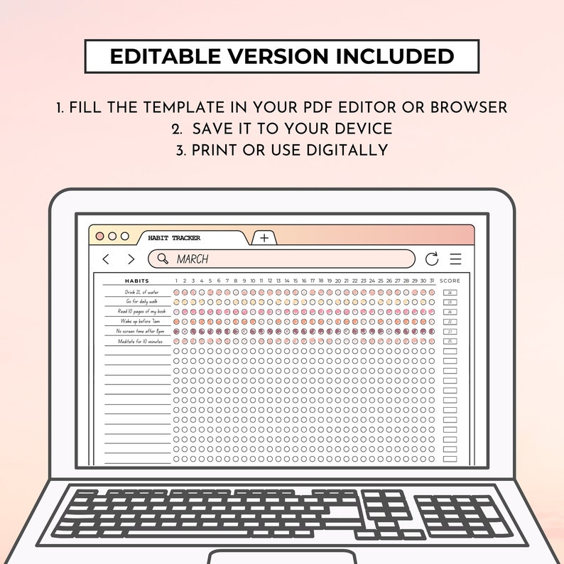 Monthly Habit Tracker Printable, Daily Routine Tracker, Habit Building ...