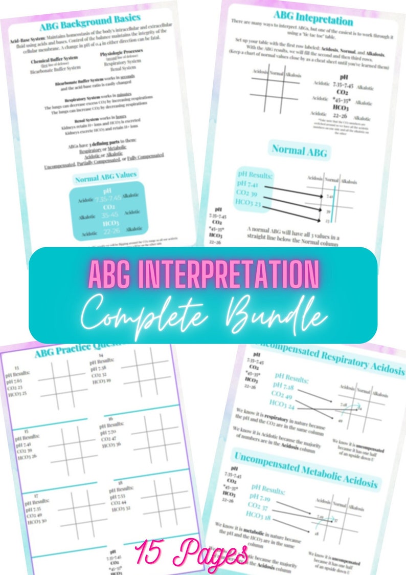 ABG Bundle, ABG Interpretation, Arterial Blood Gas Study Guide, ABG ...