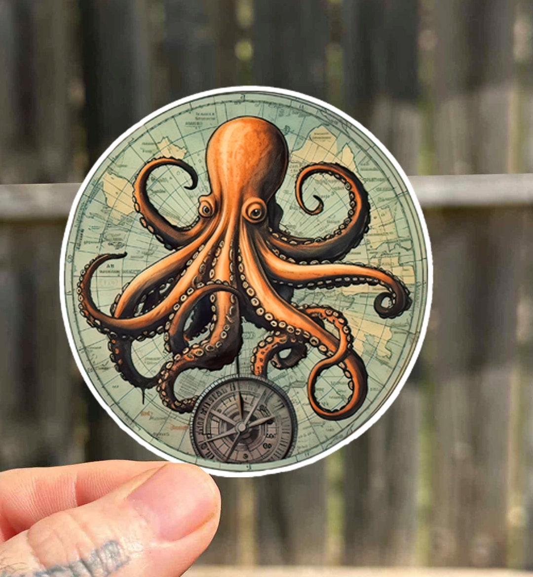 Octopus Waterproof Sticker for Laptop Gift Ocean Sticker Boat Sticker ...