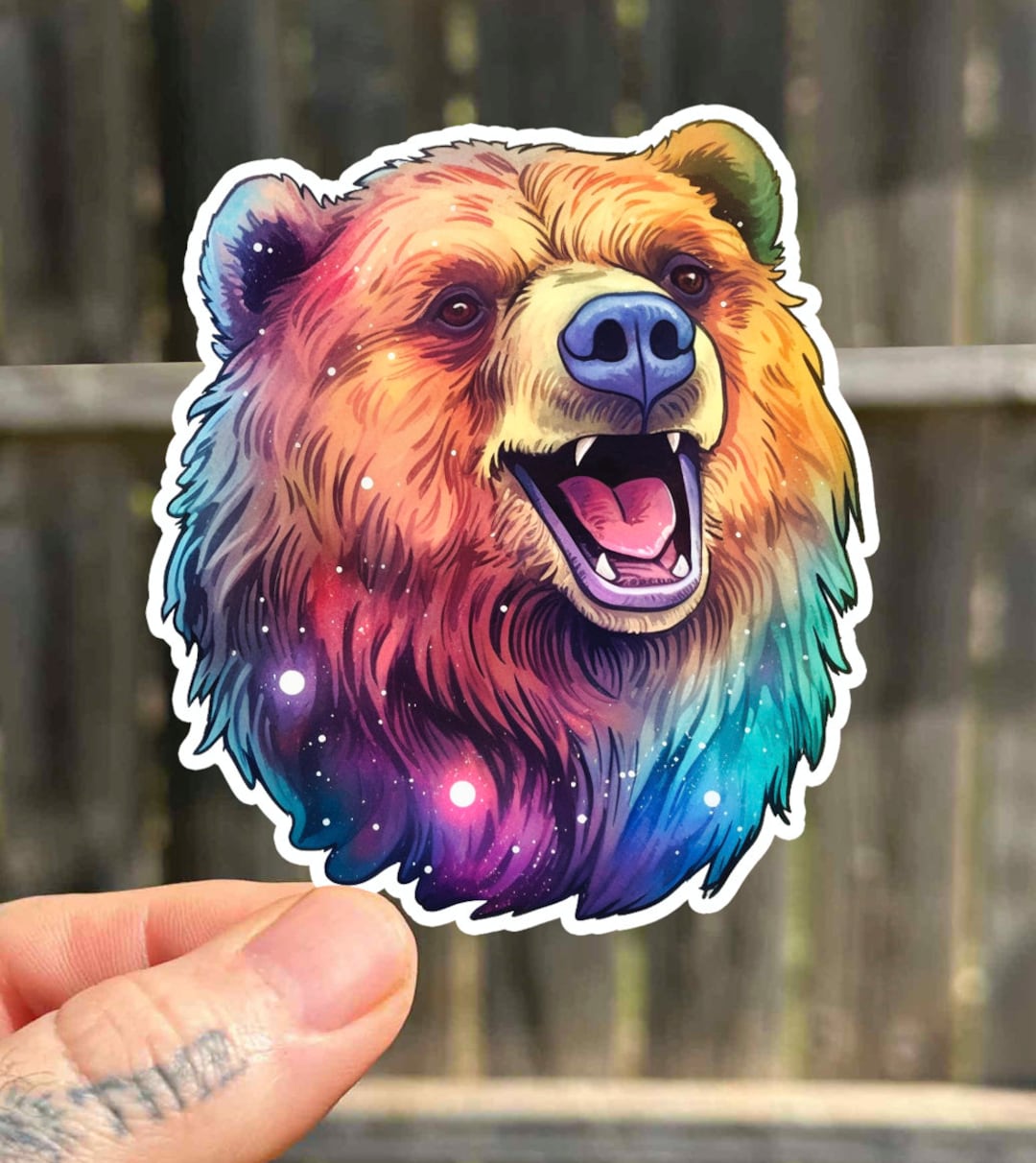 Bear Sticker Waterproof Bear Sticker Gift for Hiker Rainbow Sticker ...