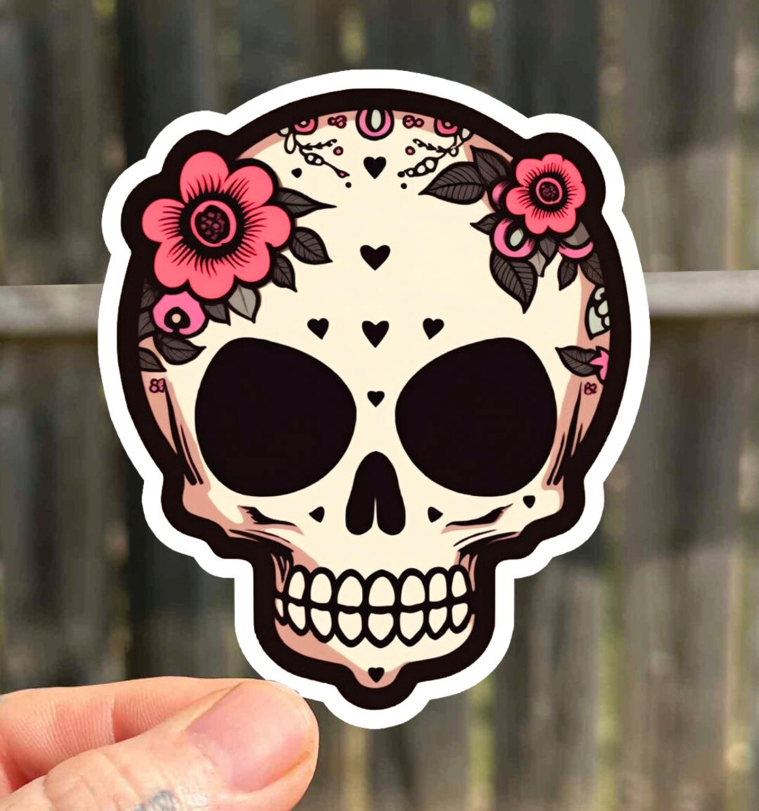 Skull Sticker Glossy Skeleton Sticker Gift Goth Skull Vinyl Decal ...