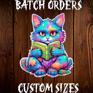 Rainbow Cat Reading A Book Waterproof Vinyl Sticker | Kitty Sticker ...