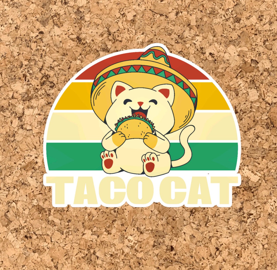 Taco Cat Retro Colors Sticker - Etsy