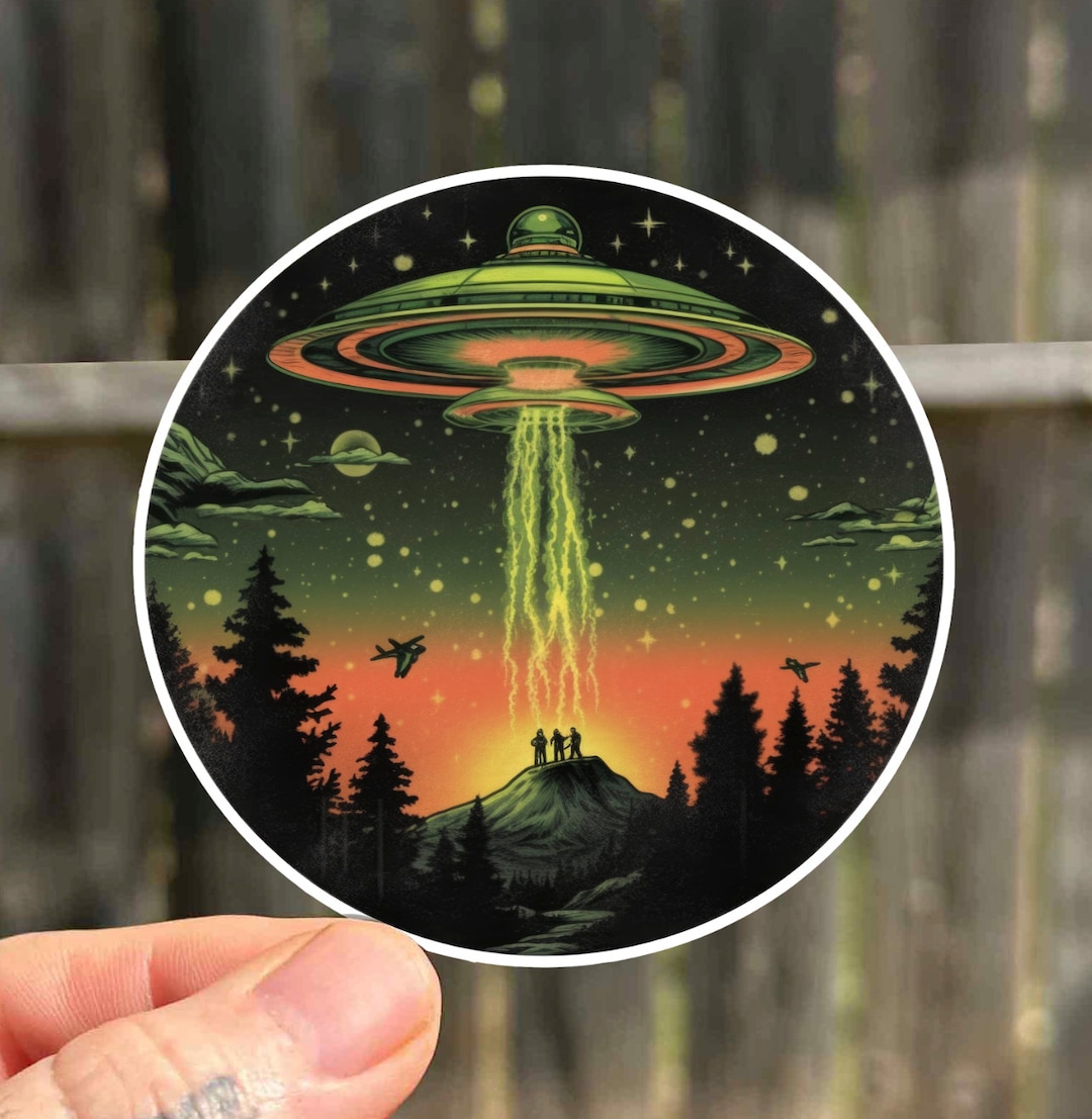 Alien Abduction Waterproof Sticker for Laptop Cute Alien Vinyl Stickers ...