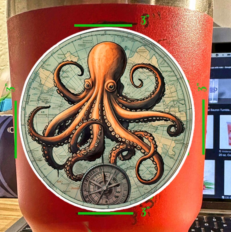 Octopus Waterproof Sticker for Laptop Gift Ocean Sticker Boat Sticker ...