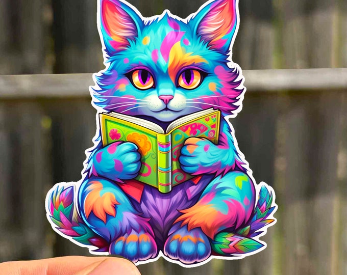 Space Cat Waterproof Sticker Gift for Her Rainbow Cat Astronaut Sticker ...