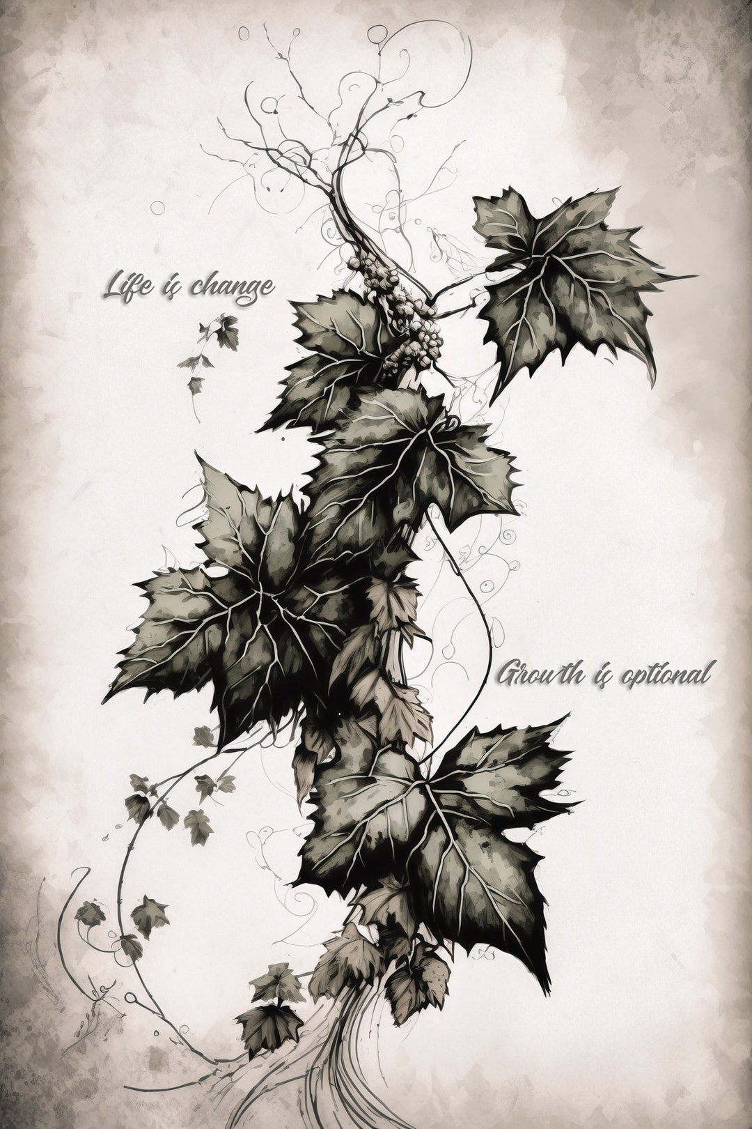 Ivy Growing With Quote - Etsy