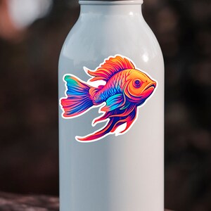 Fish Waterproof Sticker Gift Trippy Fish Sticker for Laptop Rainbow ...