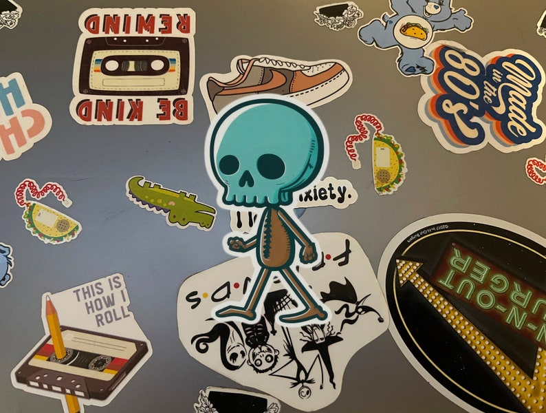 Cute Stickman Skull Sticker Stickman Waterproof Vinyl Cut - Etsy
