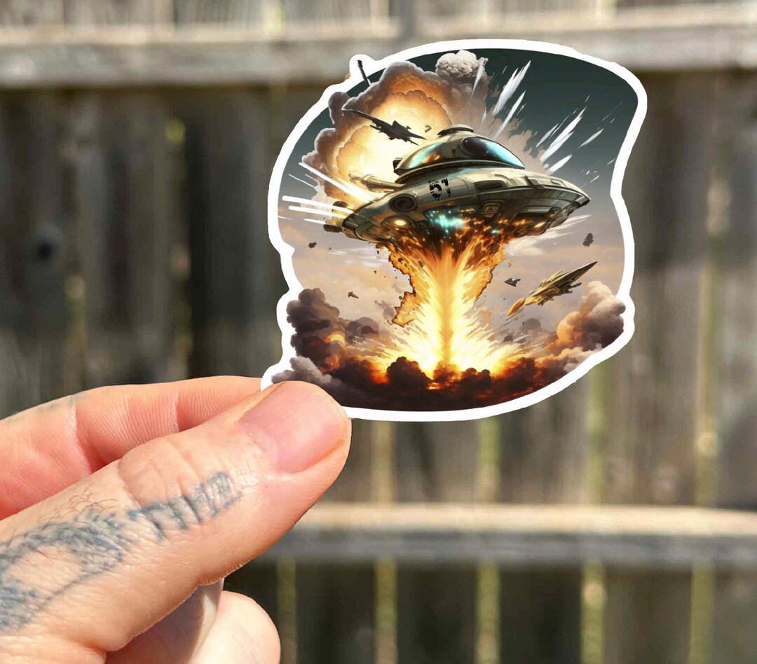 Alien UFO Sticker | Cute Alien Funny Stickers Waterproof | Retro Gaming ...