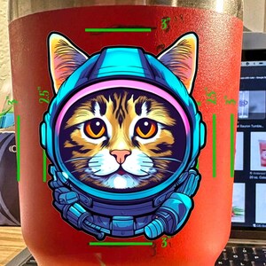 Space Cat Waterproof Sticker Gift for Her Rainbow Cat Astronaut Sticker ...