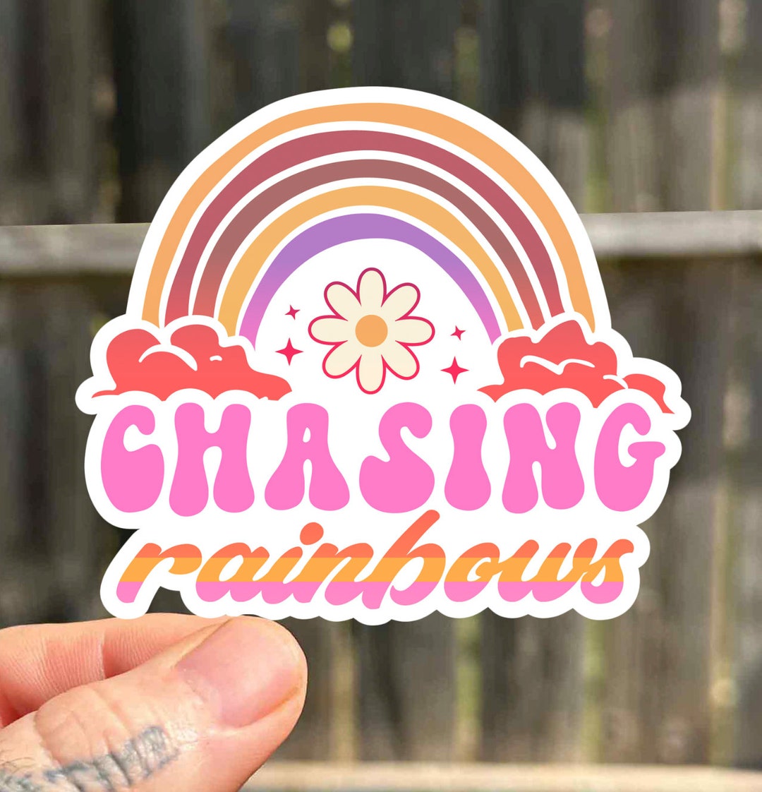 Rainbow Sticker Chasing Rainbow Glossy Sticker Mental Health Waterproof ...