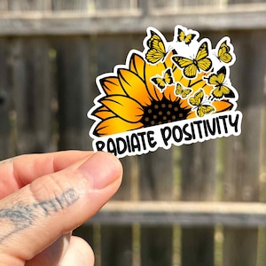 Radiate Positivity Butterfly Sticker | Motivational Quotes Waterproof ...