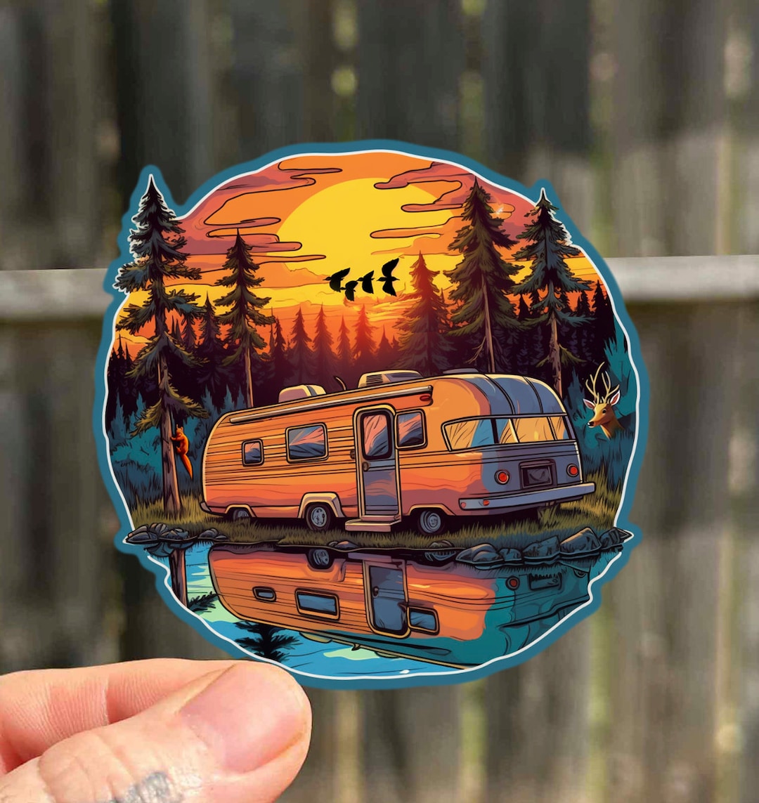 Traveling Waterproof Hiking Sticker Gift Nature Vinyl Sticker Outdoorsy ...