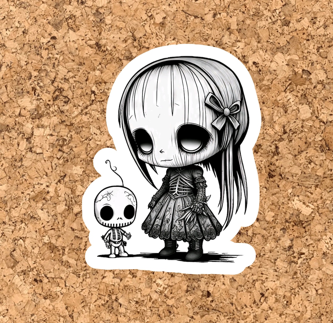 Goth Girl and Baby Skeleton Waterproof Vinyl Stickers | Gothic Stickers ...